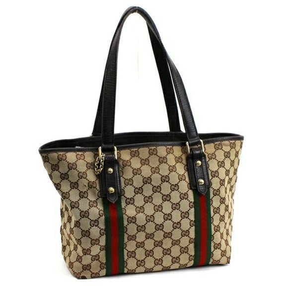 Gucci | Bags | Gucci Gg Canvas Sherry Line Tote Bag Shoulder X Leather ...